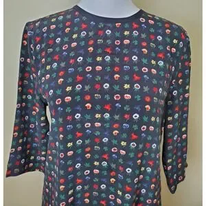 Dresses | Equipment Femme Aubrey Black Silk Floral Shift Dress Xs Mod ...